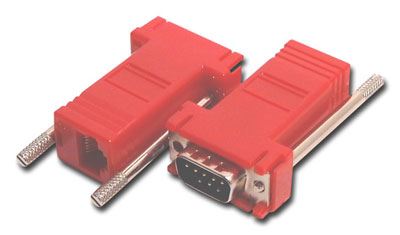 Modular Adapter Kit - DB9 Male to RJ45 - Red | Computer Cable Store
