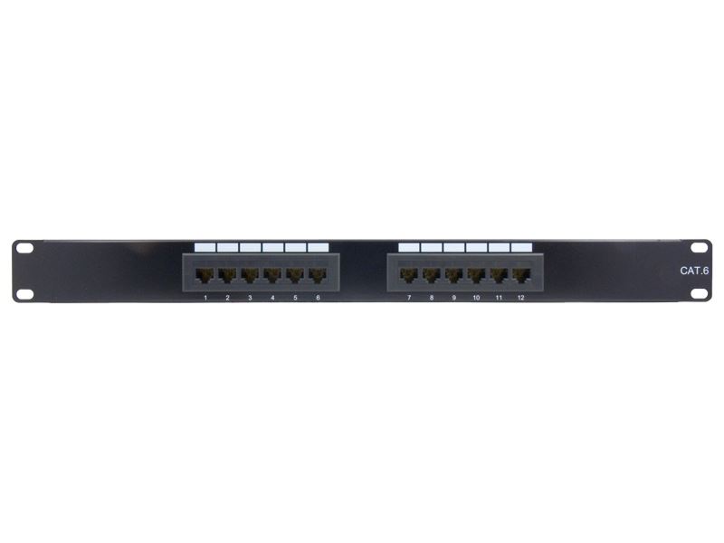 12 Port CAT6 Rack Mount Patch Panel - 1U | Computer Cable Store