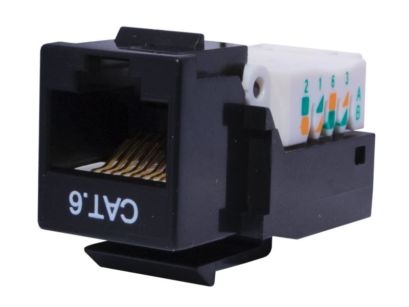 CAT6 Tool-less Keystone Jack 90 Degree 110 UTP - Black | Computer Cable ...