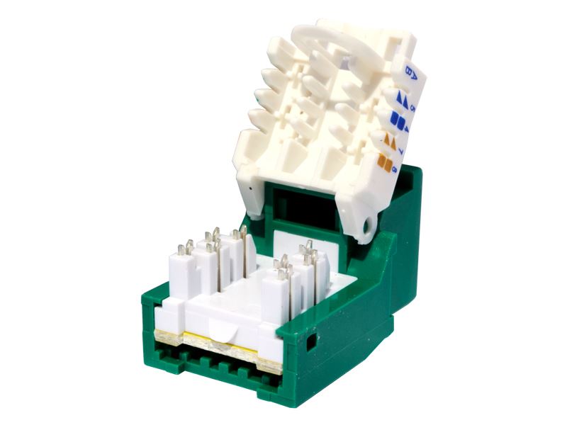 CAT6 Tool-less Keystone Jack 90 Degree 110 UTP - Green | Computer Cable ...