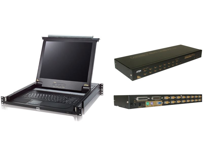 17 Inch LCD Integrated Console and 16 Port PS/2 USB KVM | Computer ...