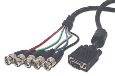 6 FT SVGA to RGB Monitor Cable - HD15 Male to 5 BNC | Computer Cable Store