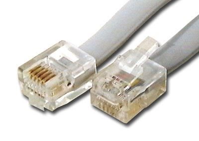 7 FT RJ11 4 Conductor Telephone Cable Crossed Ivory | Computer Cable Store
