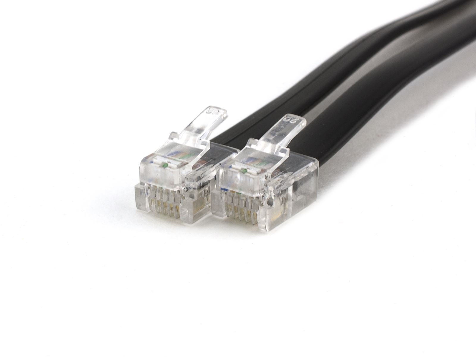 25FT RJ11 4 Conductor Telephone Cable Crossed Black | Computer Cable Store