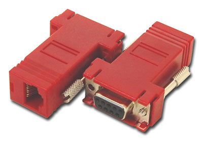 Modular Adapter Kit - DB9 Female to RJ45 - Red | Computer Cable Store