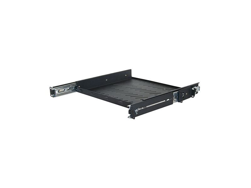 19 Inch Single Slide-Out Vented Shelf 1U 14D Black | Computer Cable Store