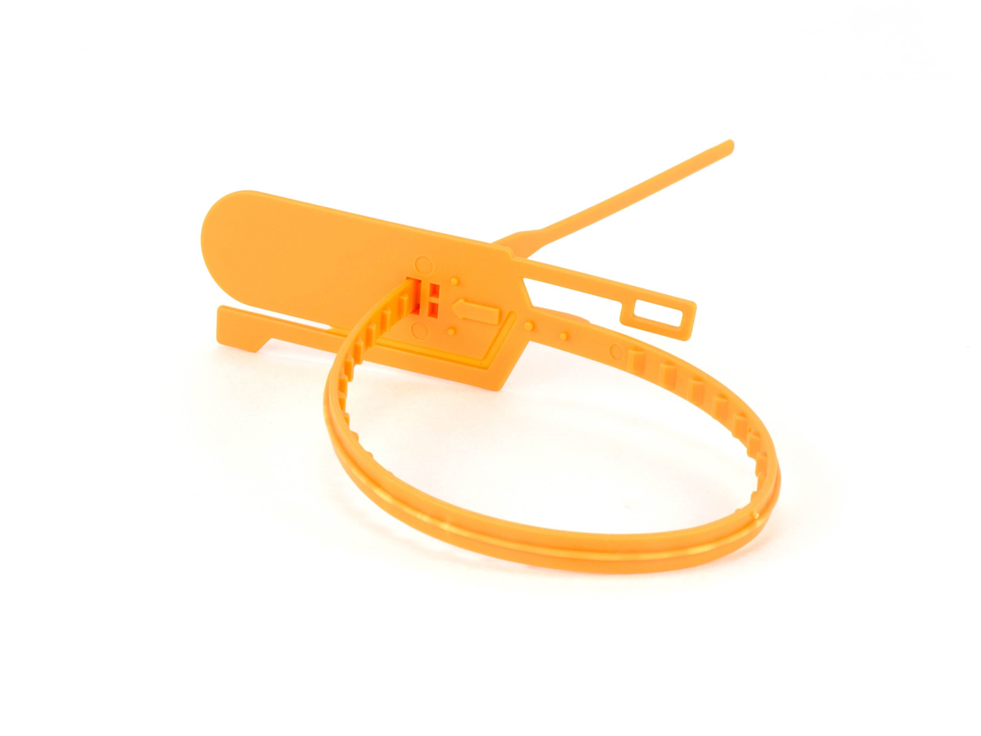 Security Tie - 15 Inch Blank Tamper Evident Tear Away Orange Plastic ...
