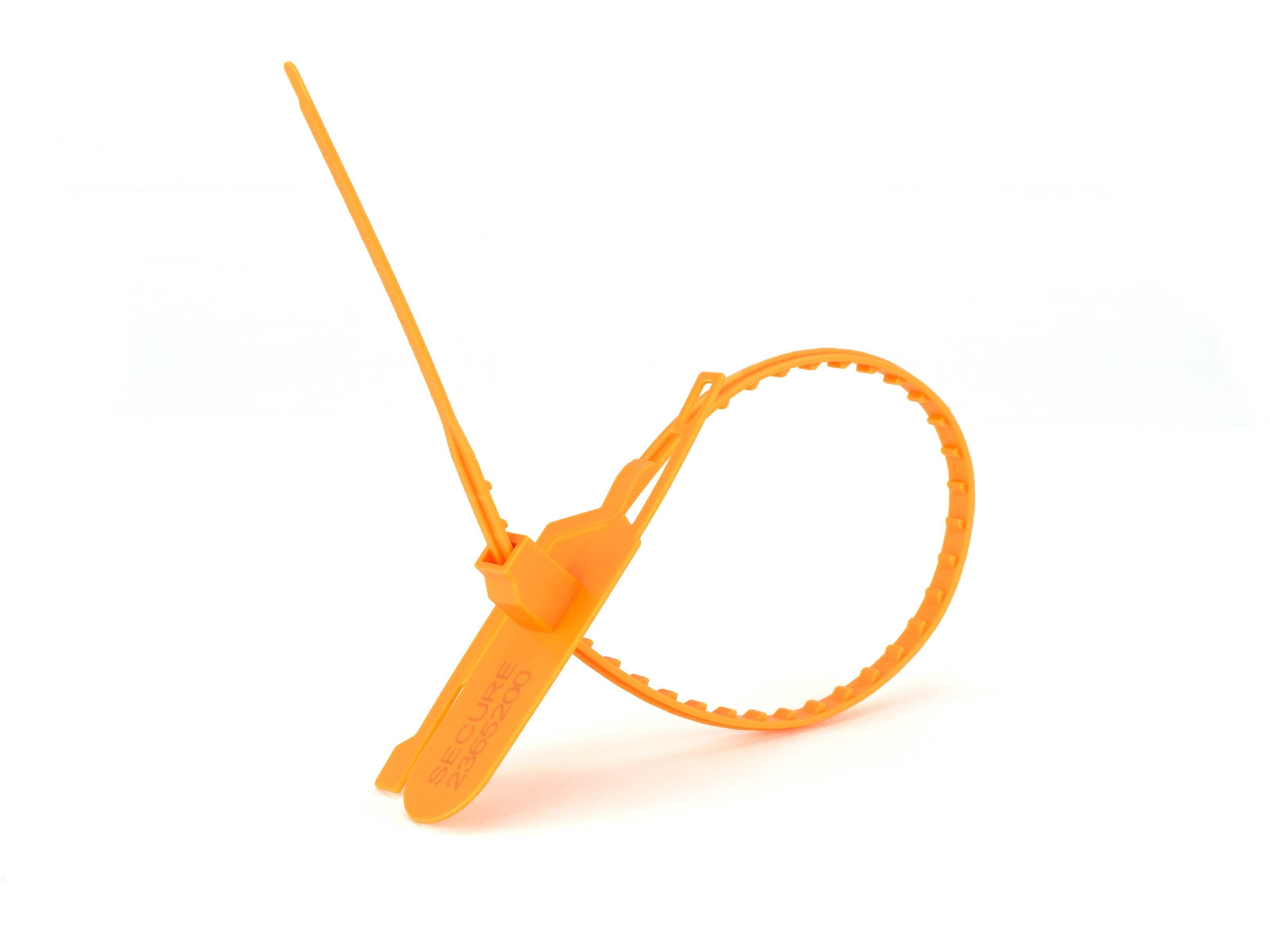 Security Tie - 15 Inch Tamper Evident Tear Away Orange Plastic Seal ...
