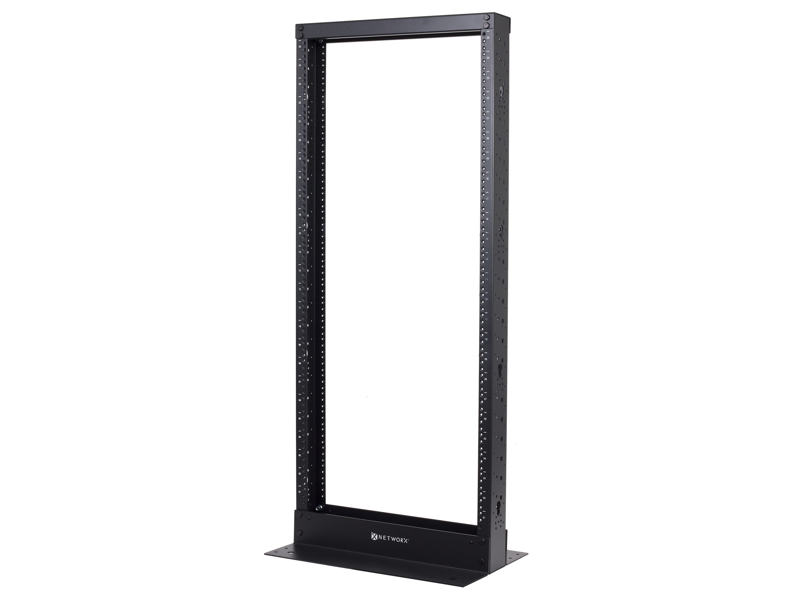 2-Post Open Frame Network Relay Rack - 25U, #12-24 Tapped Rails ...