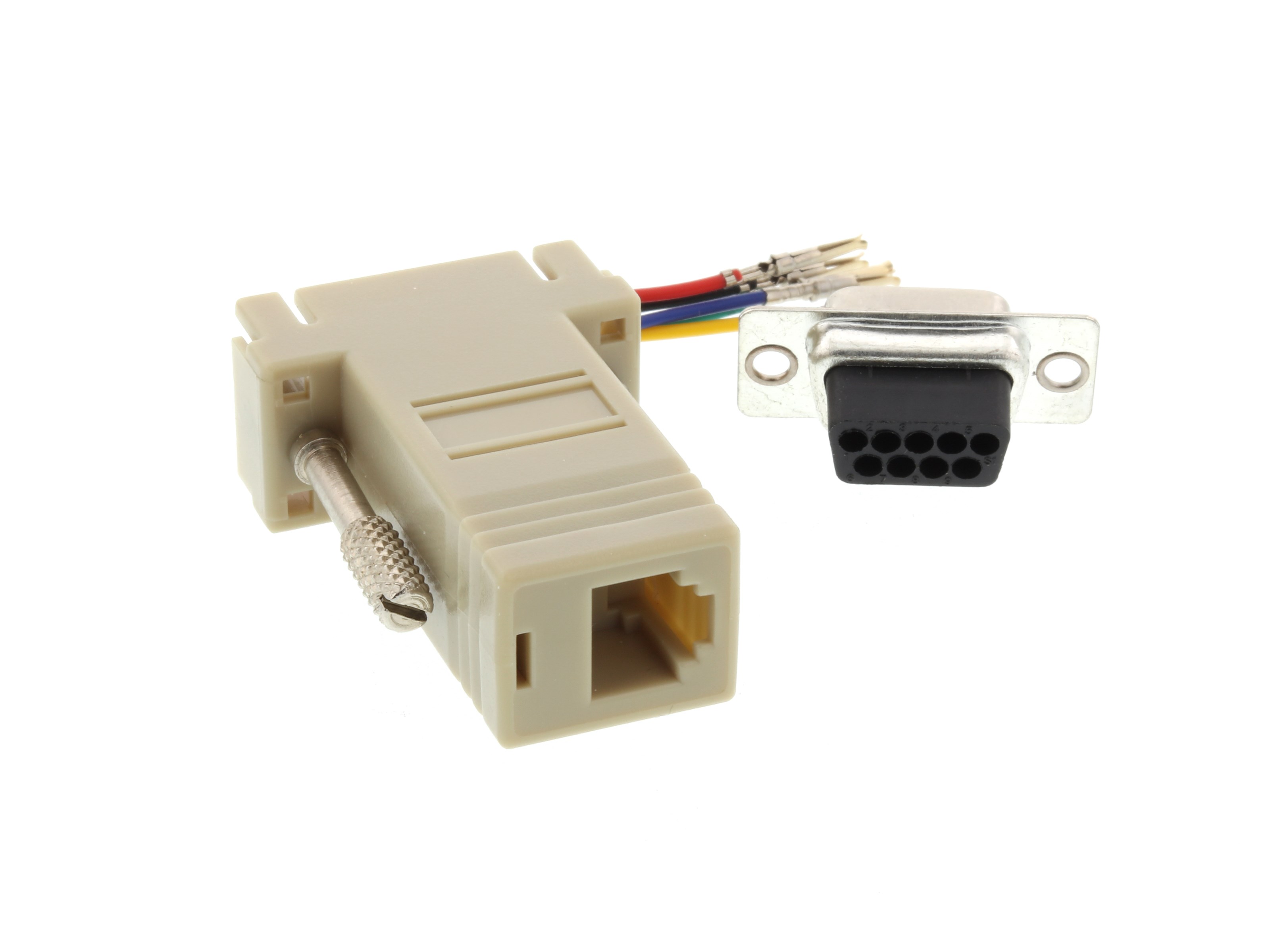 Modular Adapter Kit DB9 Female to RJ11 RJ12 Beige | Computer Cable Store
