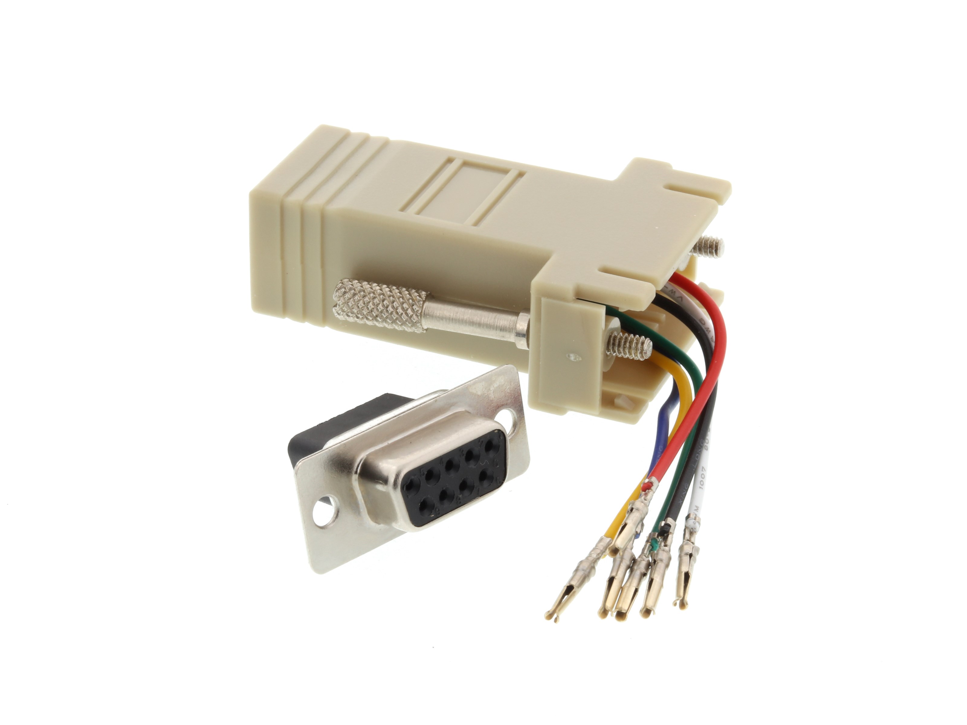 Modular Adapter Kit DB9 Female to RJ11 RJ12 Beige | Computer Cable Store