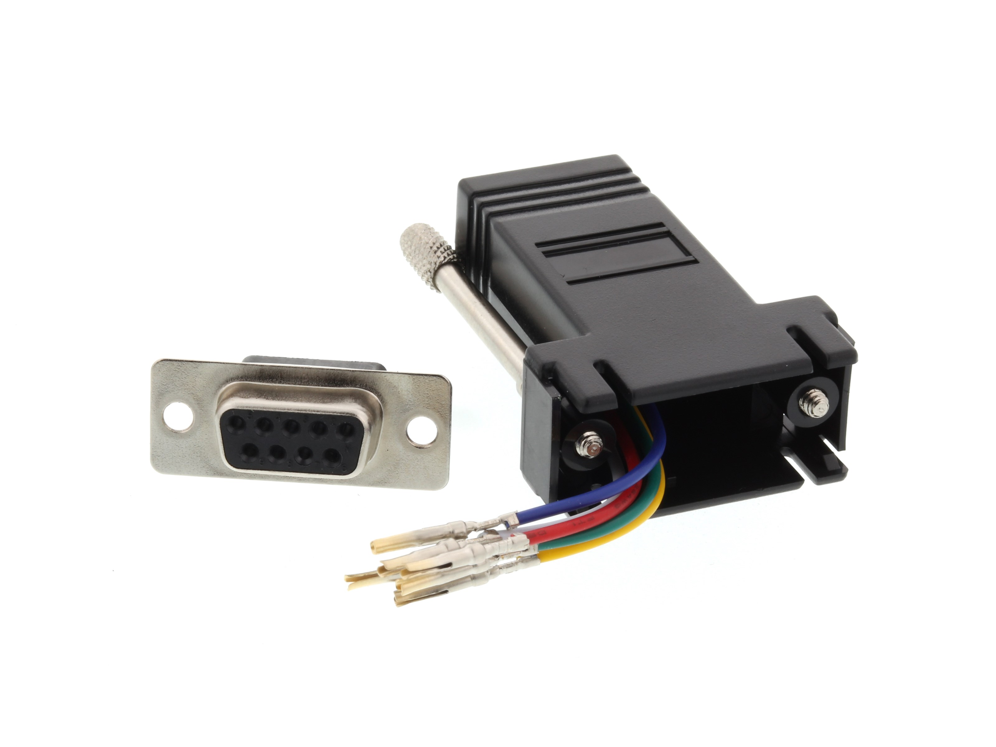 Modular Adapter Kit DB9 Female to RJ11 RJ12 Black | Computer Cable Store
