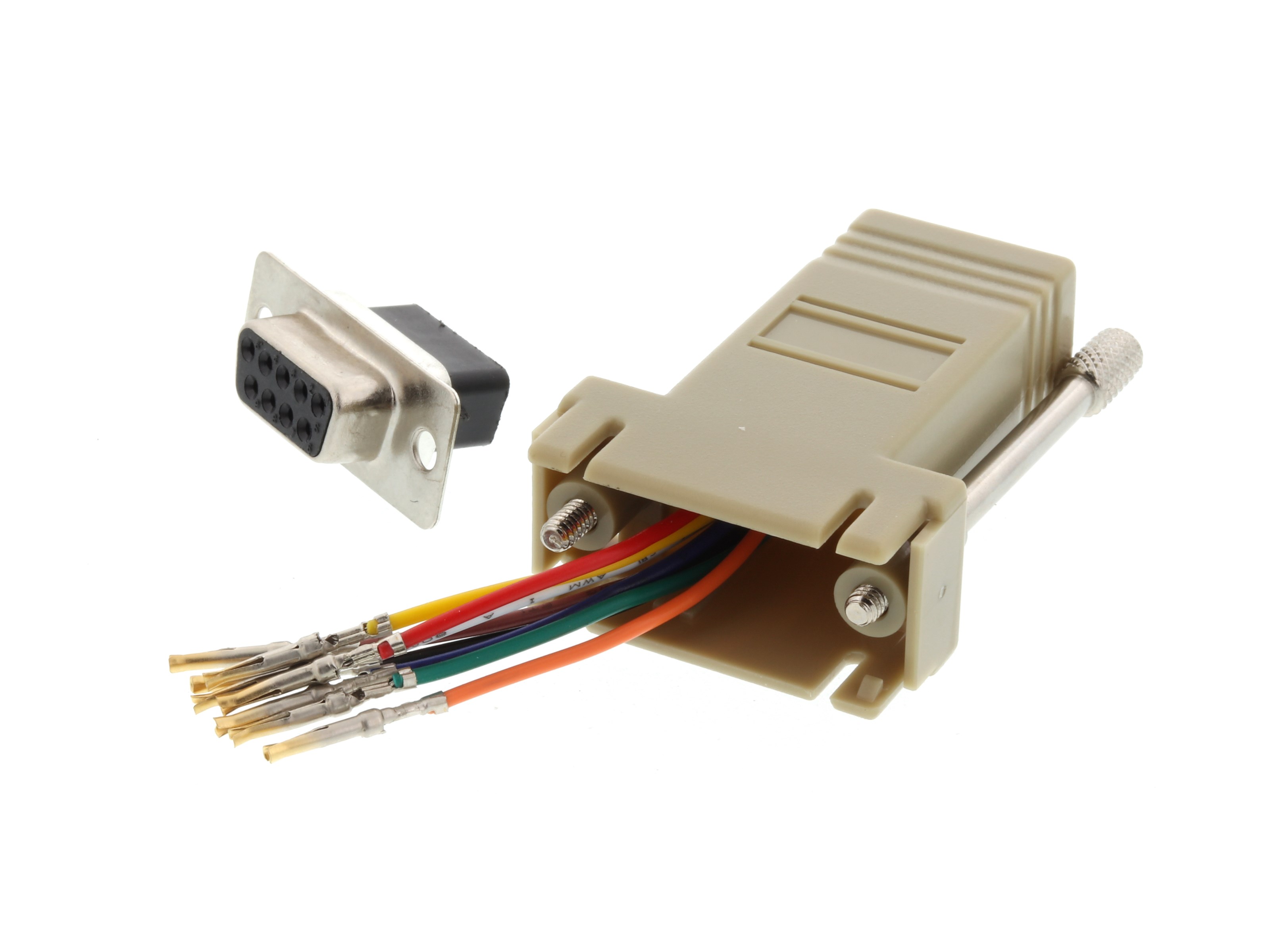 Modular Adapter Kit - DB9 Female to RJ45 - Beige | Computer Cable Store