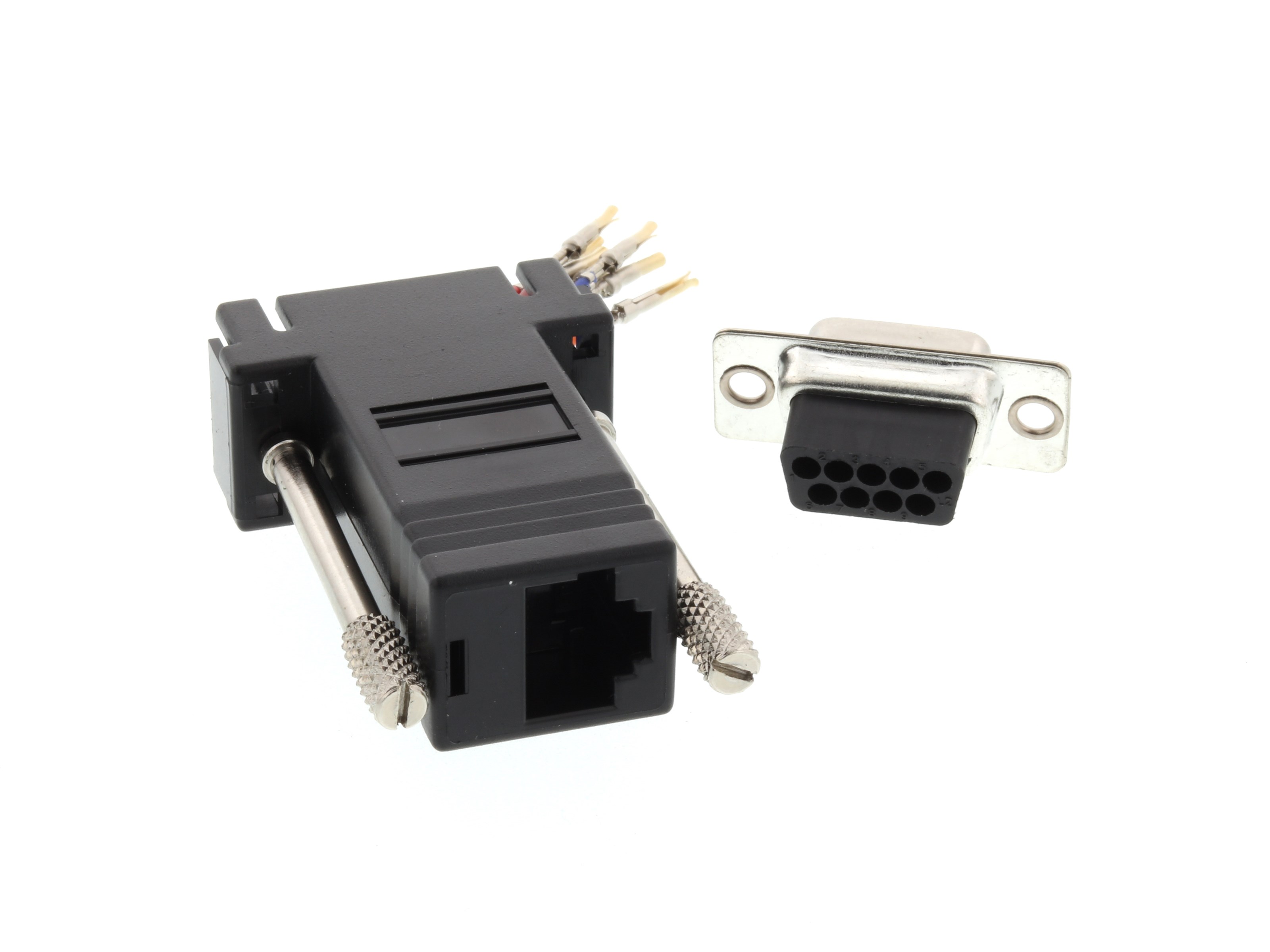 Modular Adapter Kit - DB9 Female to RJ45 - Black | Computer Cable Store