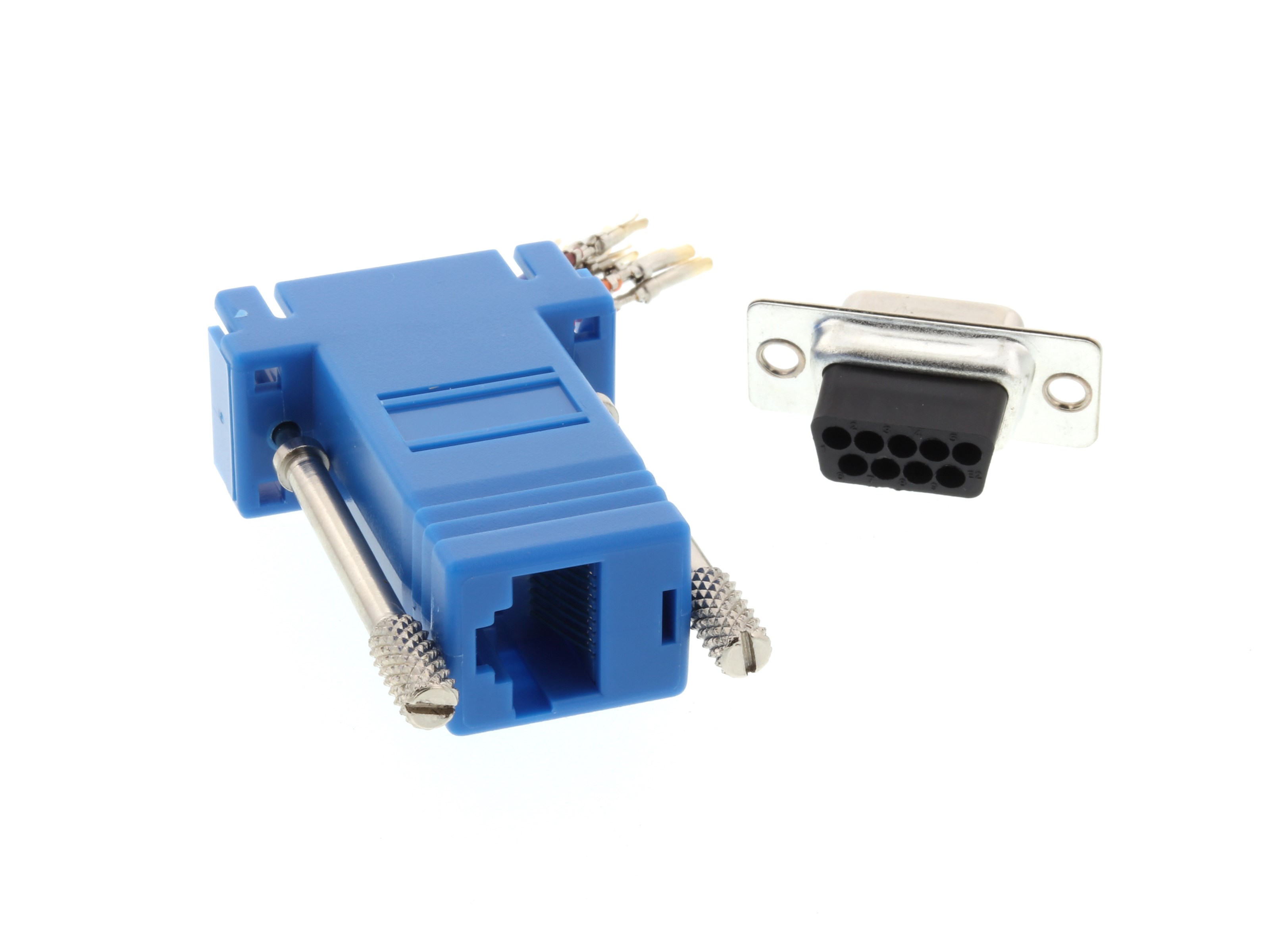 Modular Adapter Kit - DB9 Female to RJ45 - Blue | Computer Cable Store