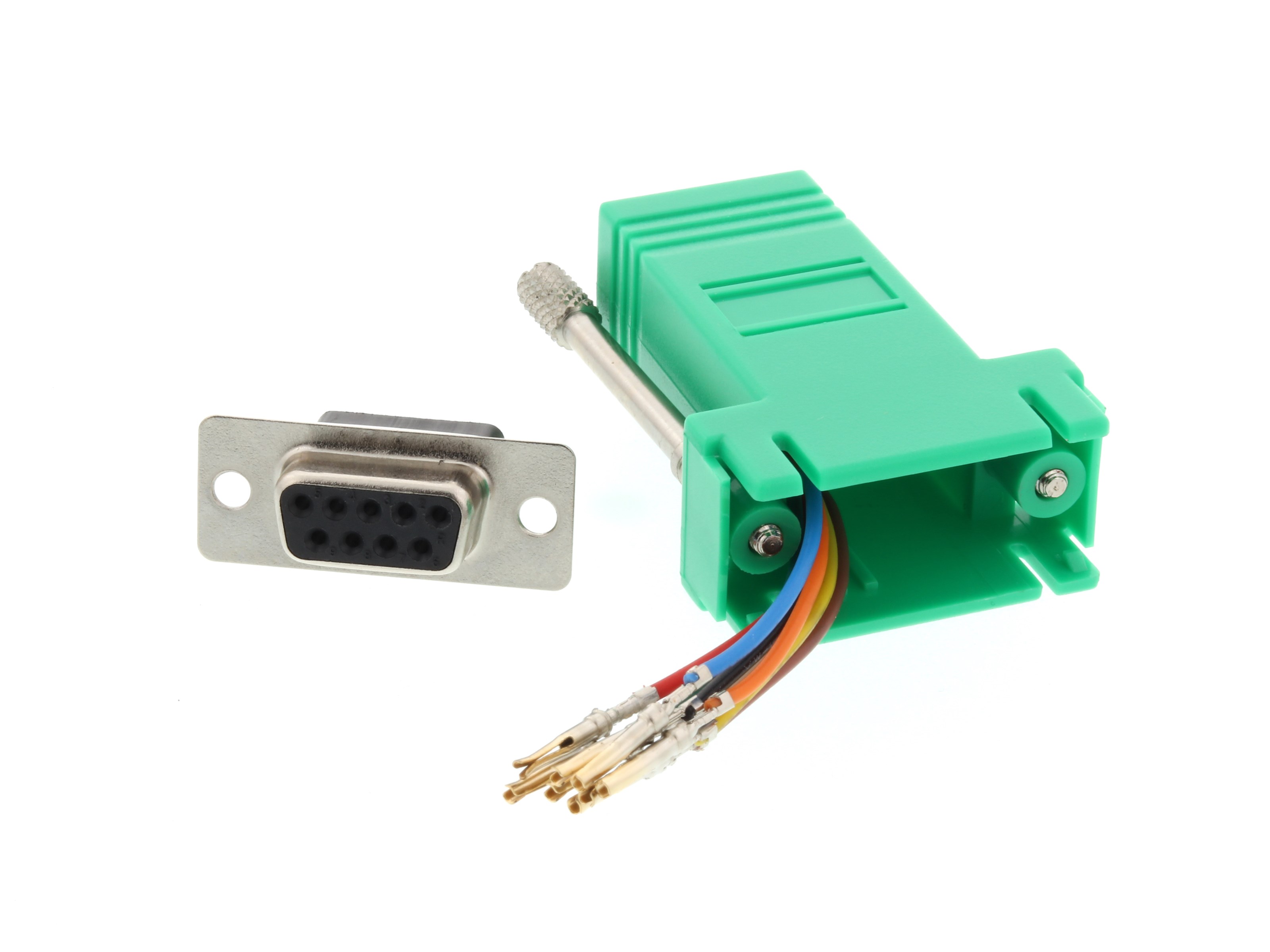 Modular Adapter Kit - DB9 Female to RJ45 - Green | Computer Cable Store