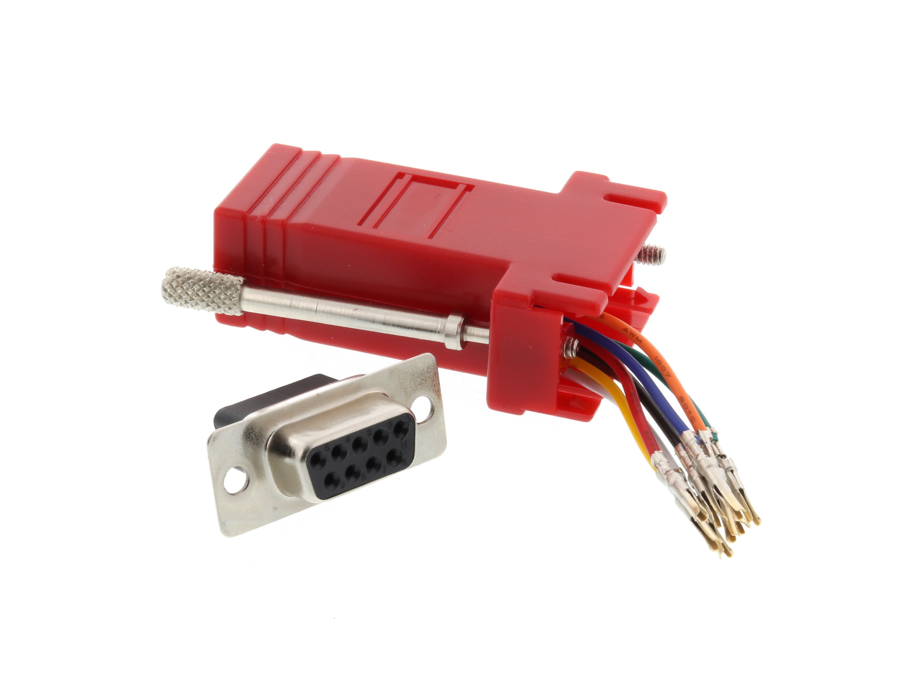 Modular Adapter Kit - DB9 Female to RJ45 - Red | Computer Cable Store