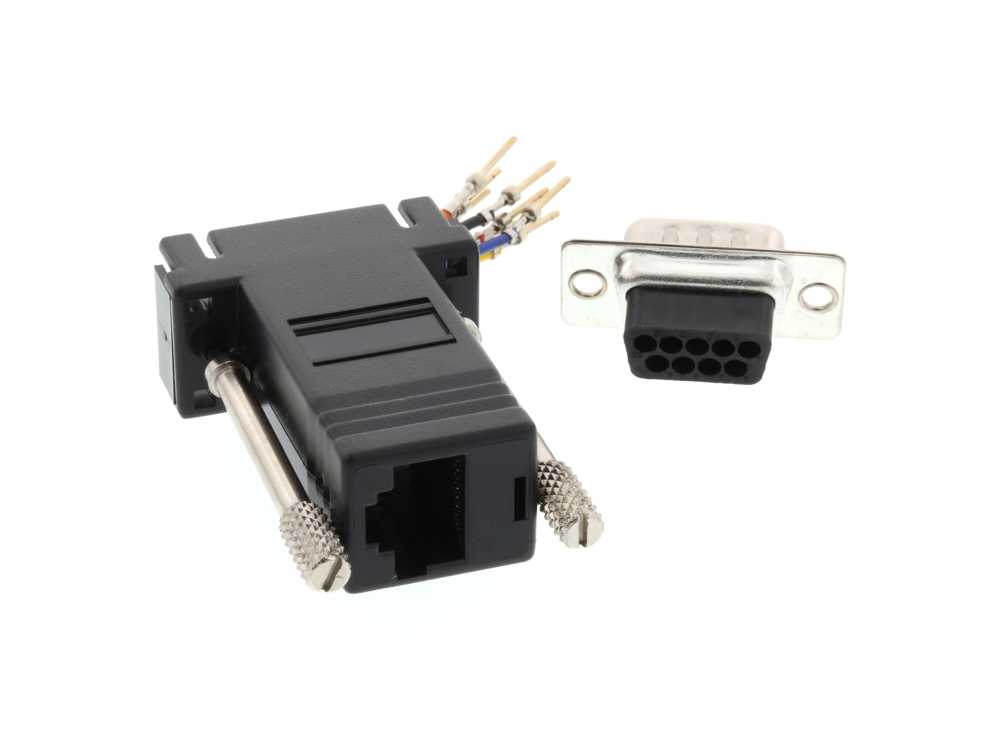 Modular Adapter Kit - DB9 Male to RJ45 - Black | Computer Cable Store