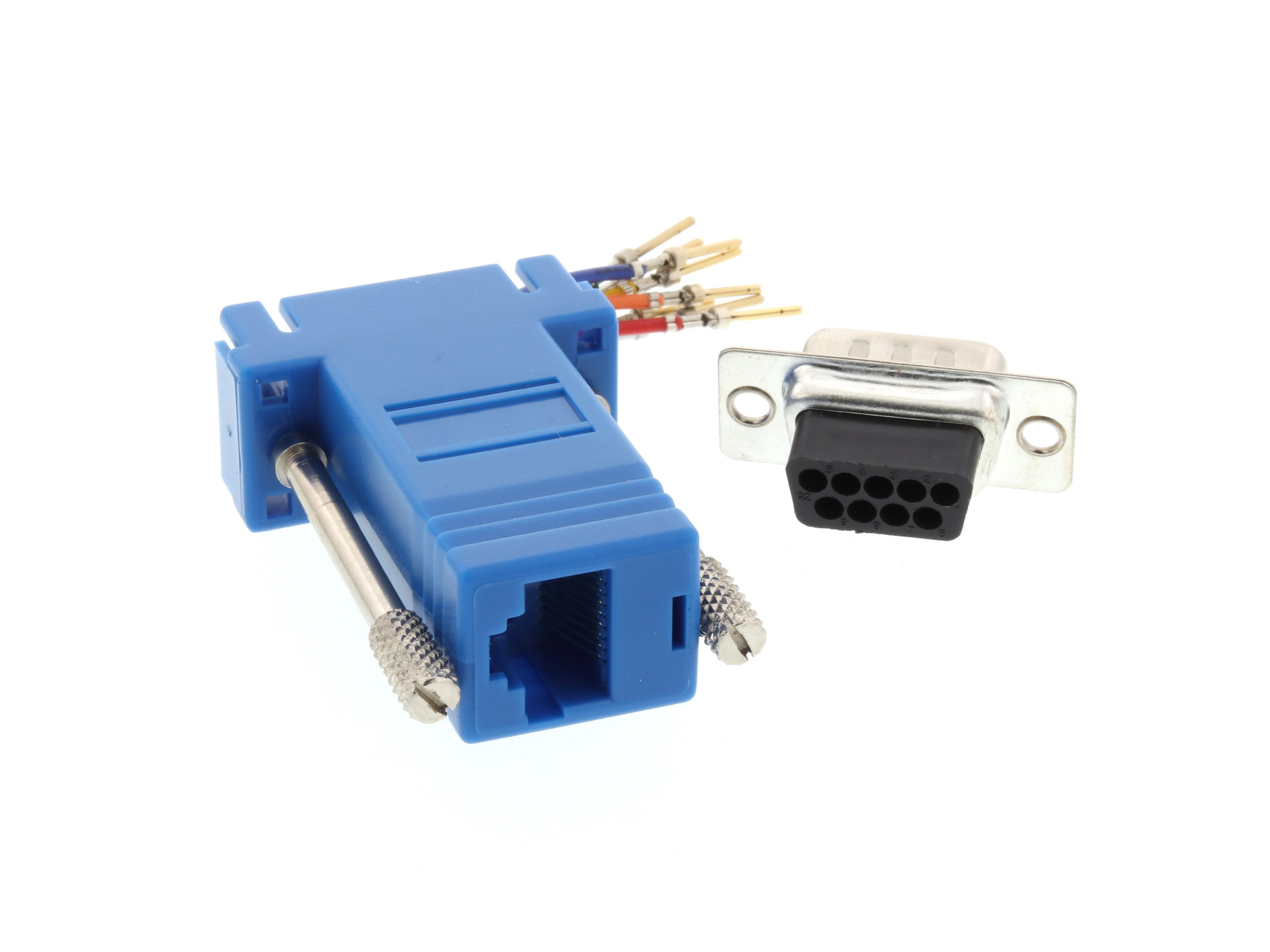 Modular Adapter Kit - DB9 Male to RJ45 - Blue | Computer Cable Store