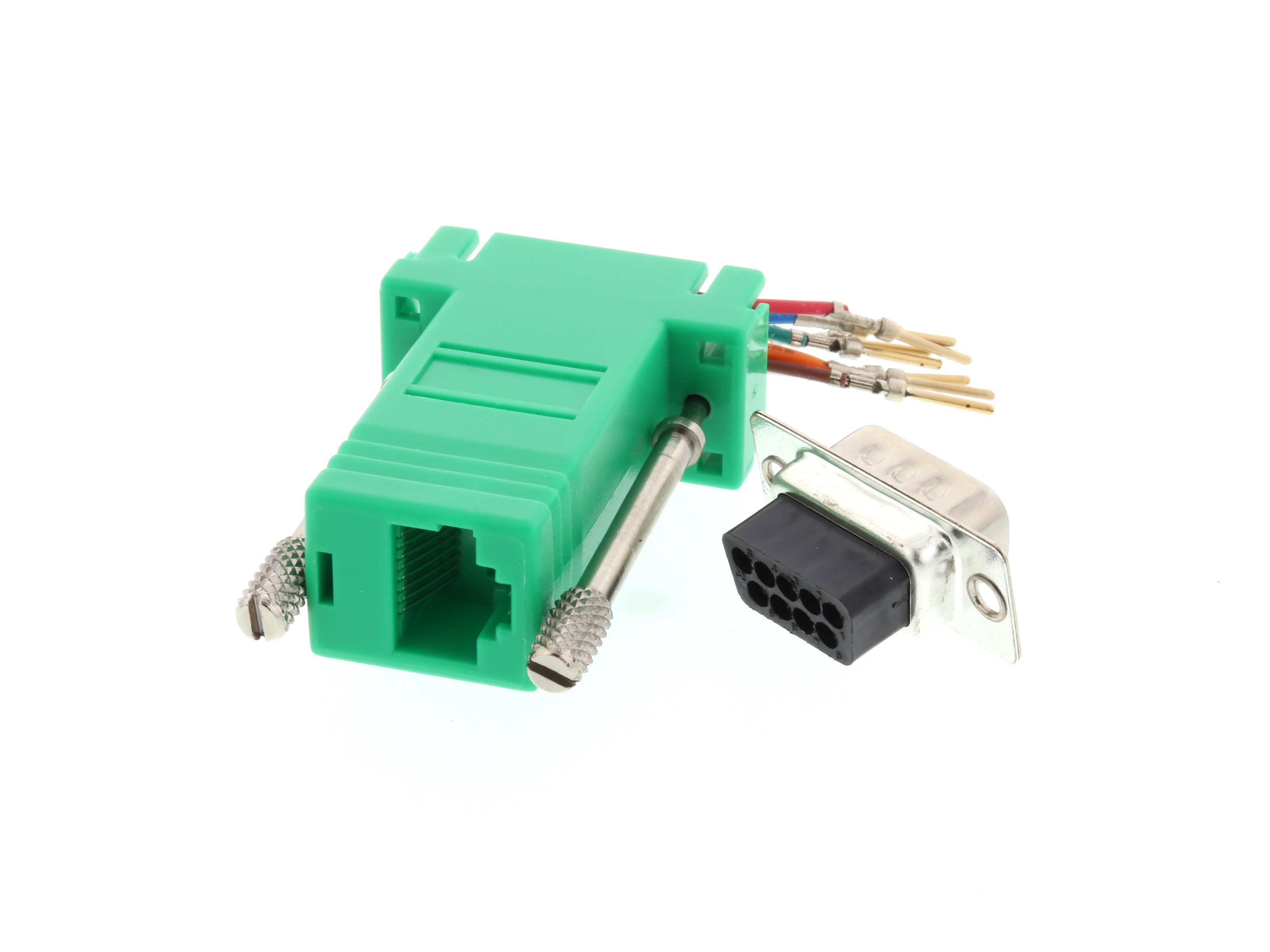 Modular Adapter Kit - DB9 Male to RJ45 - Green | Computer Cable Store