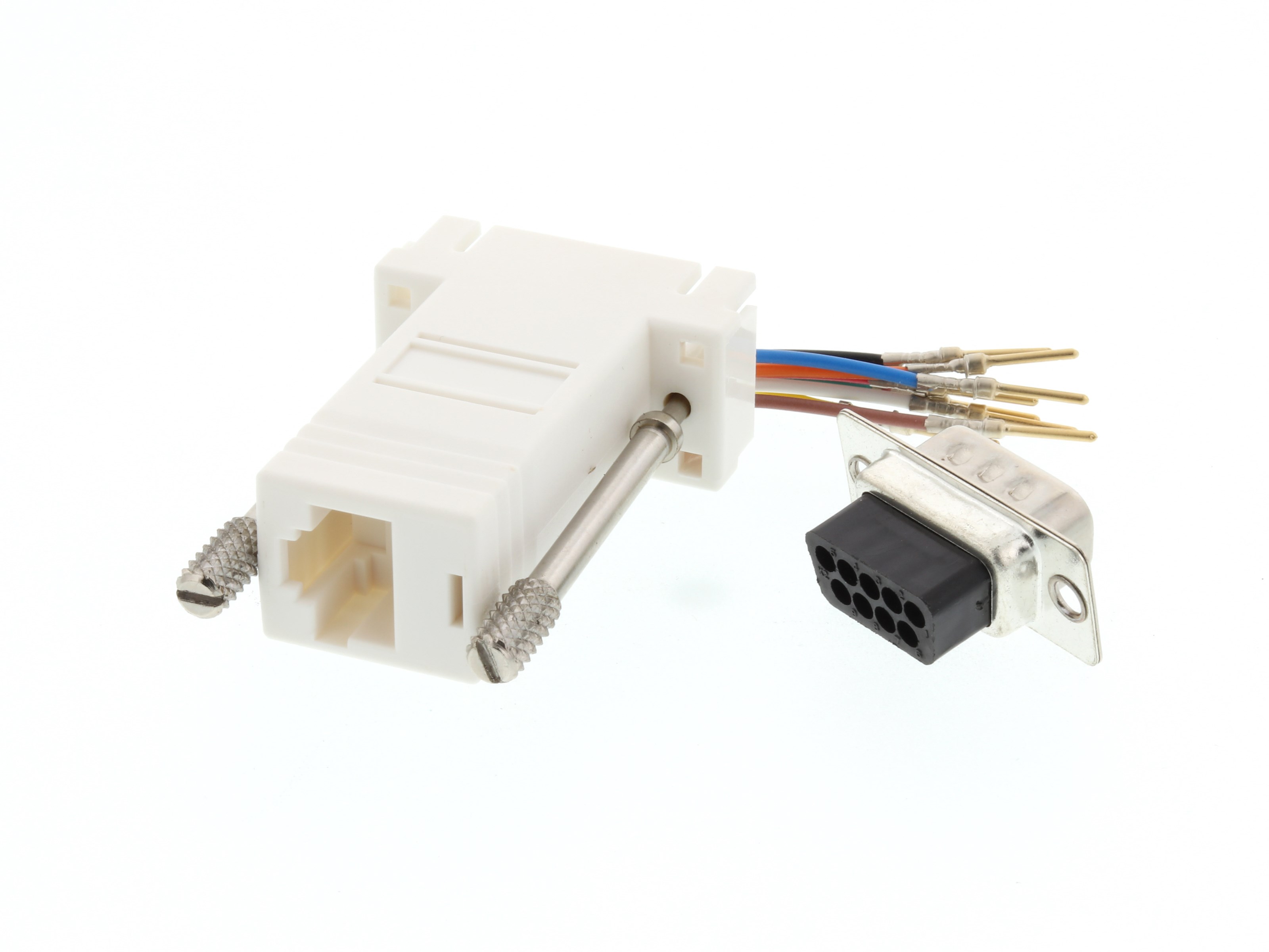Modular Adapter Kit - DB9 Male to RJ45 - White | Computer Cable Store