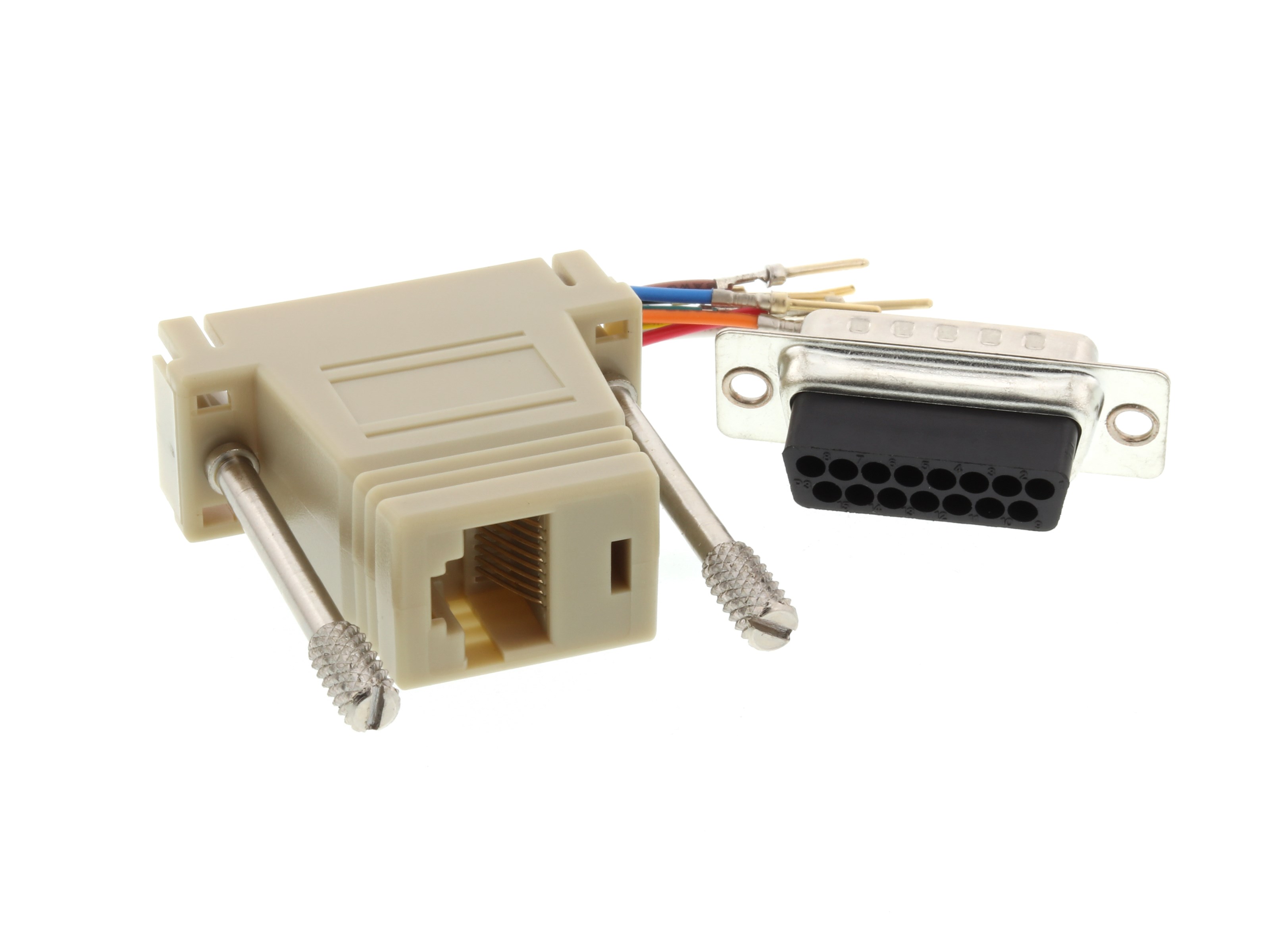 Modular Adapter Kit - DB15 Male to RJ45 - Beige | Computer Cable Store