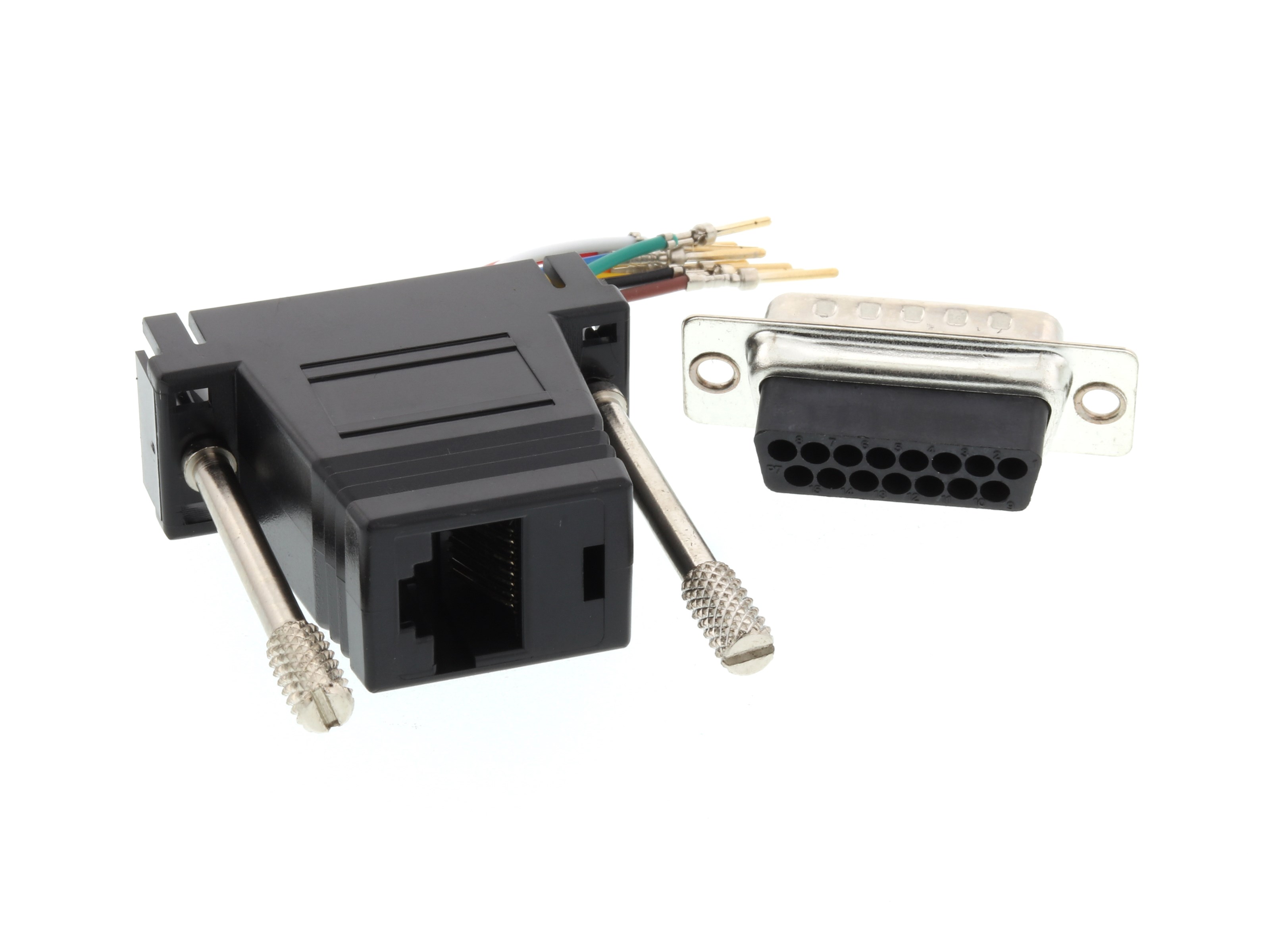 Modular Adapter Kit - DB15 Male to RJ45 - Black | Computer Cable Store