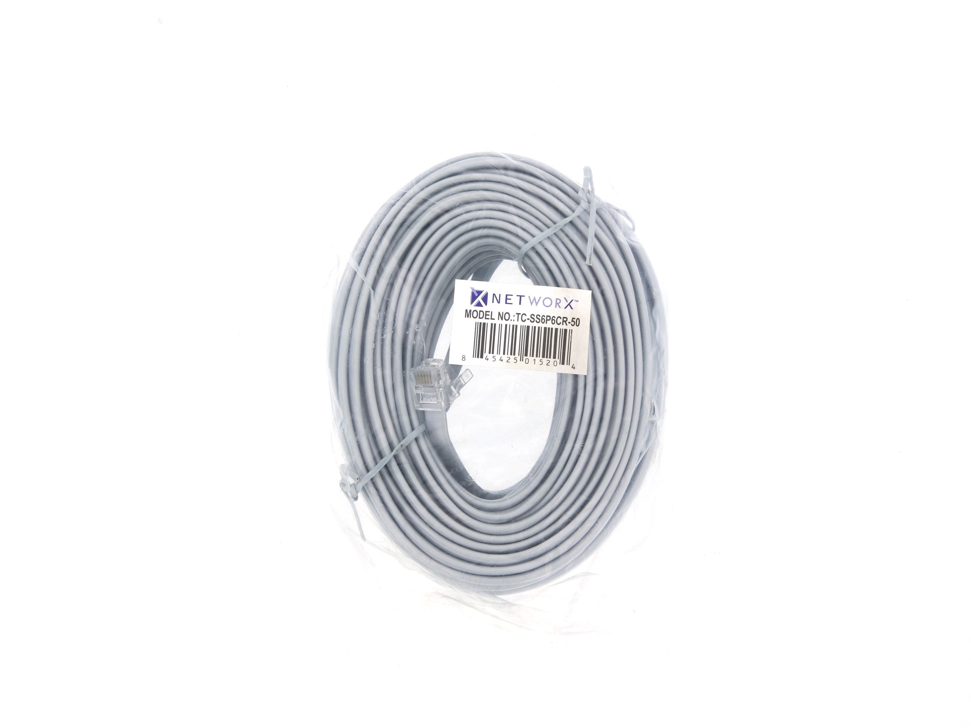 RJ12 6 Conductor Cross Wired Telephone Cable 50 FT | Computer Cable Store