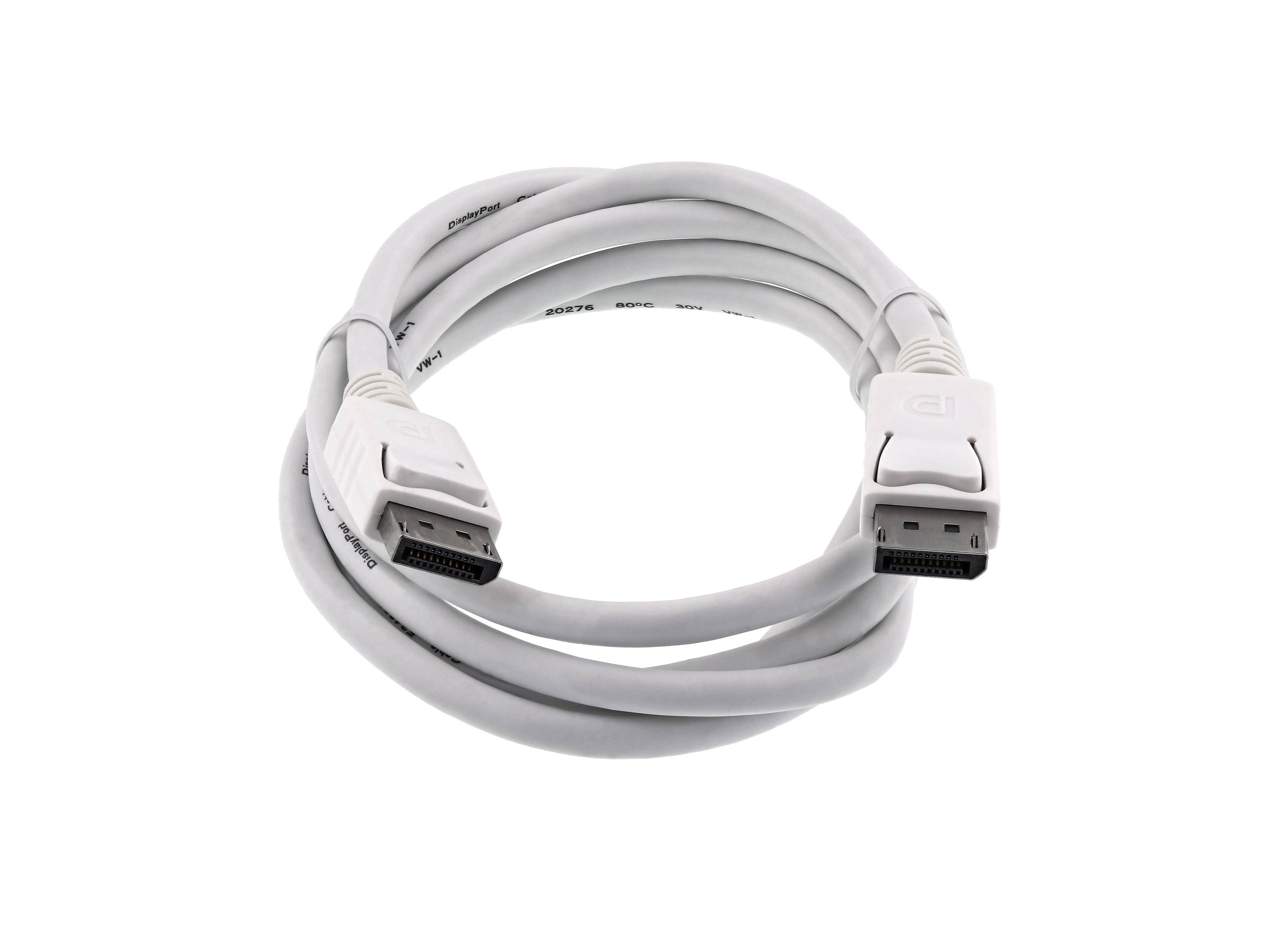 2 Meter DisplayPort Cable White 6 FT | Computer Cable Store