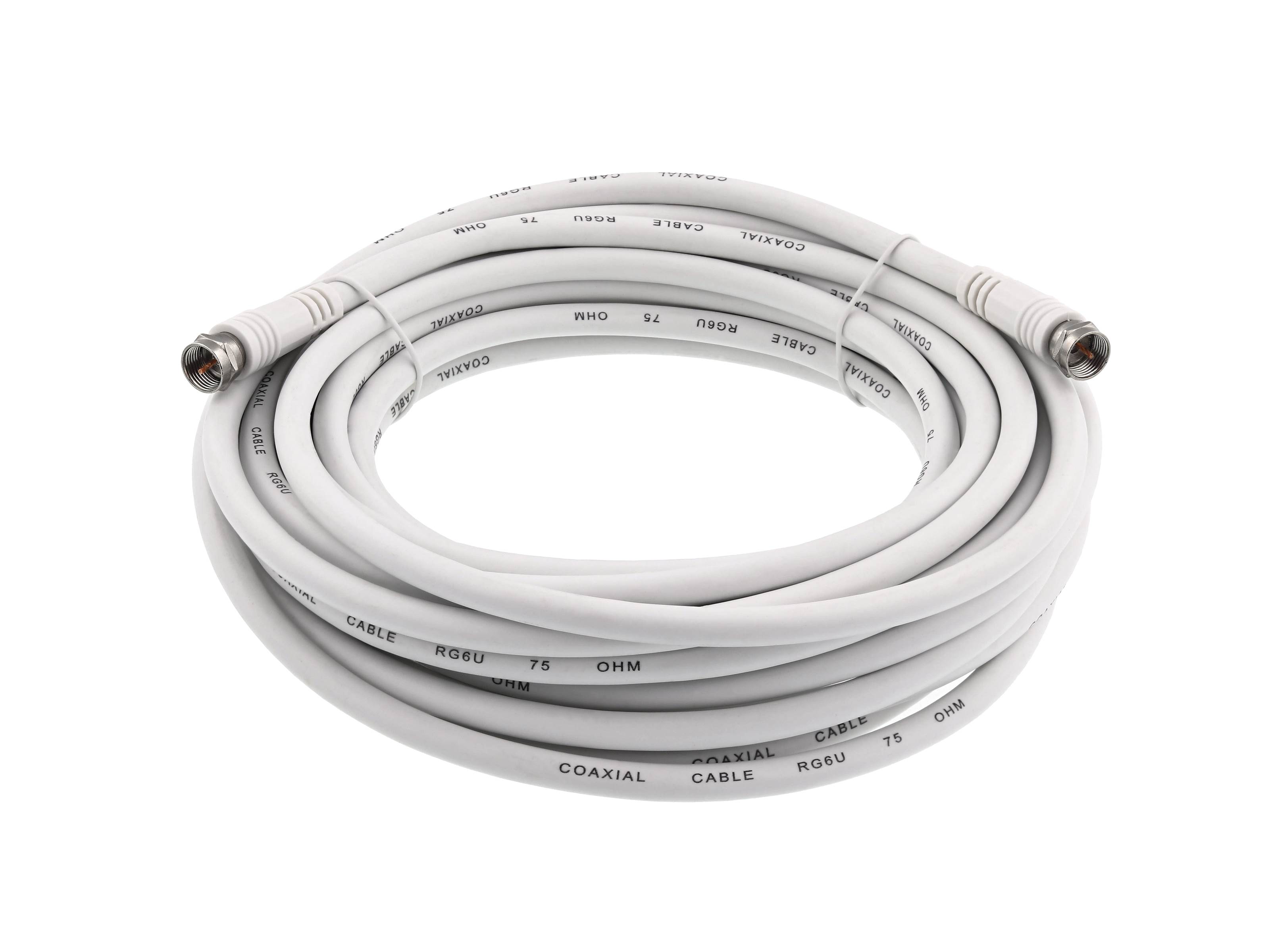 RG6 Coaxial Cable White F-Type 25 FT | Computer Cable Store