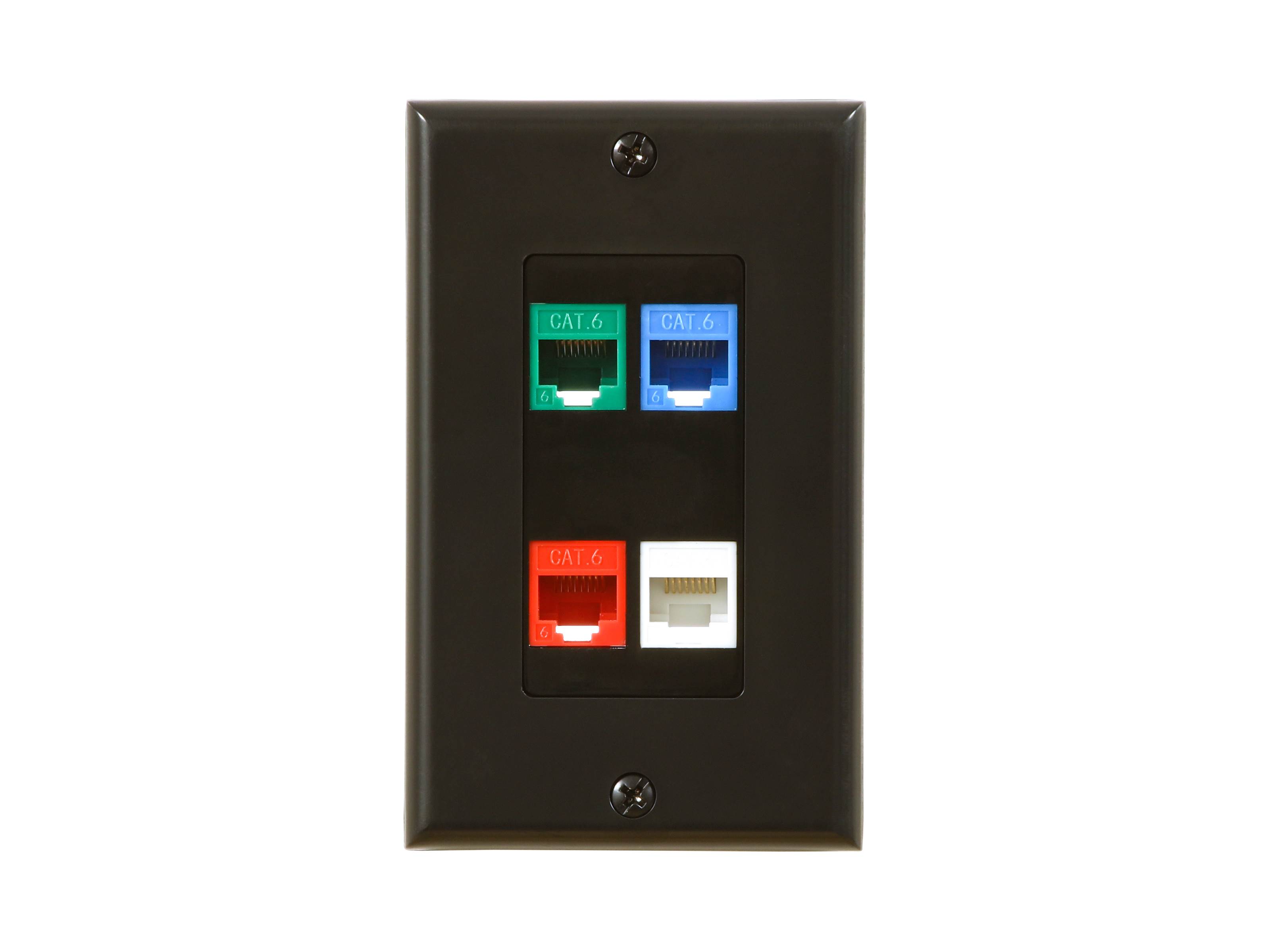 4 Port Decorex Face Plate Insert - Black | Computer Cable Store