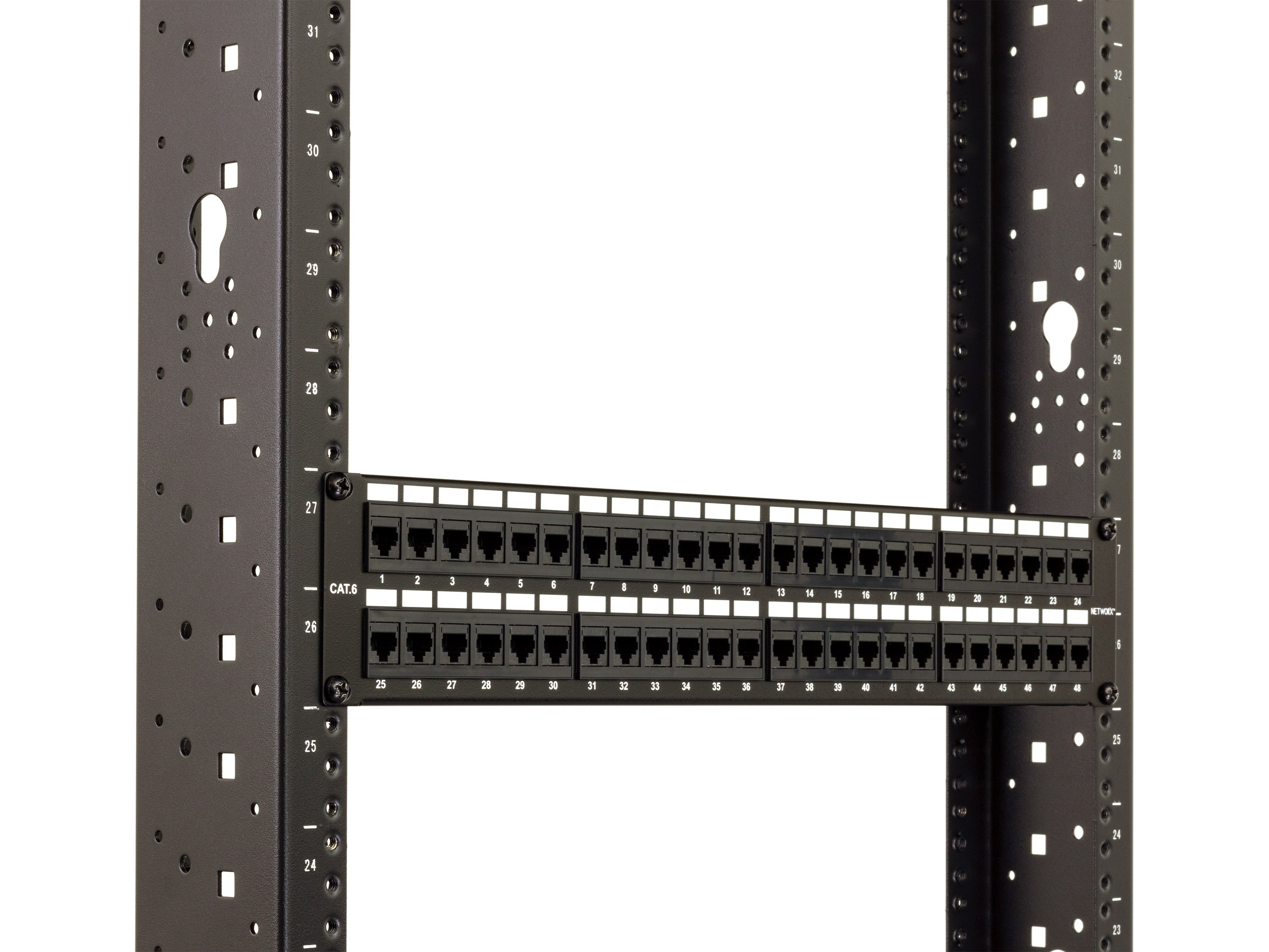 48 Port CAT6 Rack Mount Patch Panel - 2U, TAA Compliant, RoHS Compliant ...