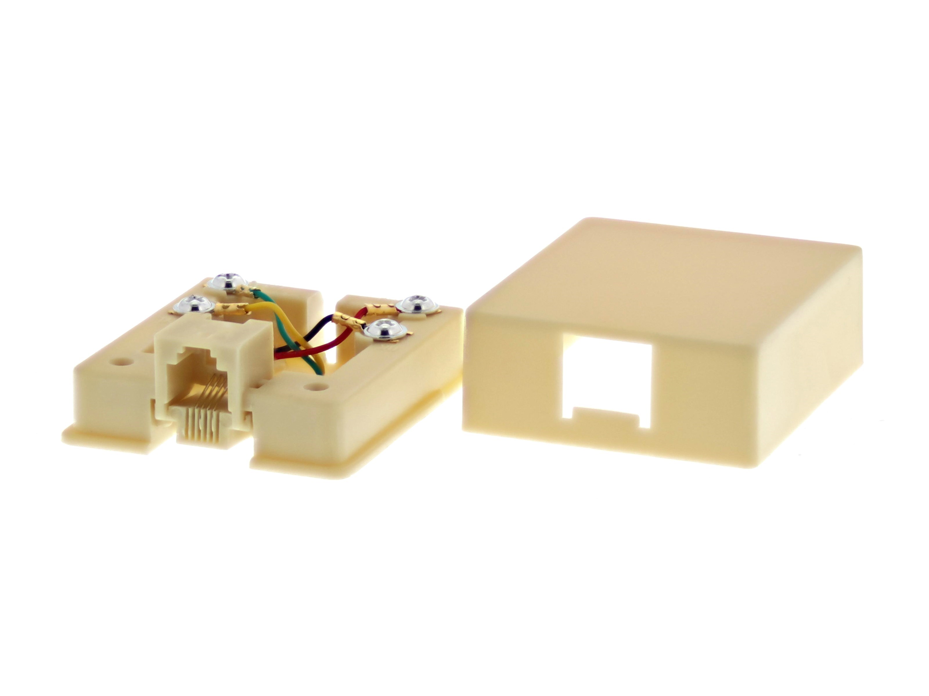 4 Conductor RJ11 Ivory Surface Mount Box with Screw Terminals ...