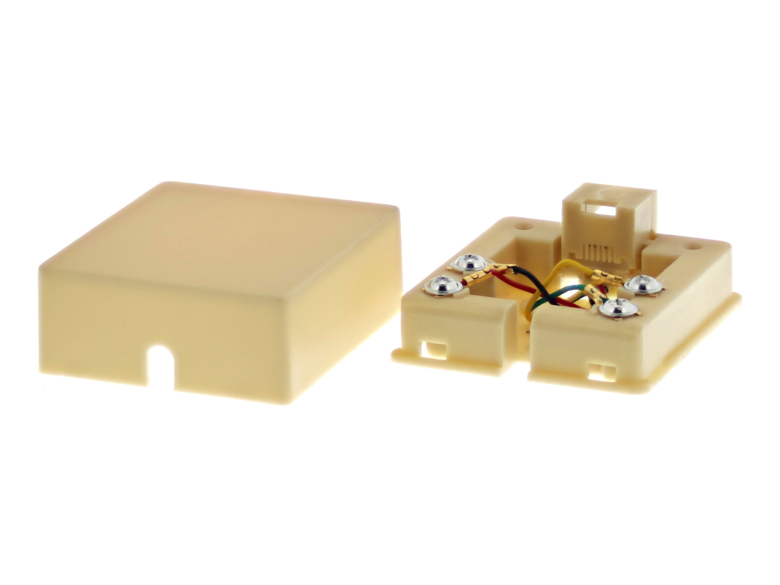 4 Conductor RJ11 Ivory Surface Mount Box with Screw Terminals ...
