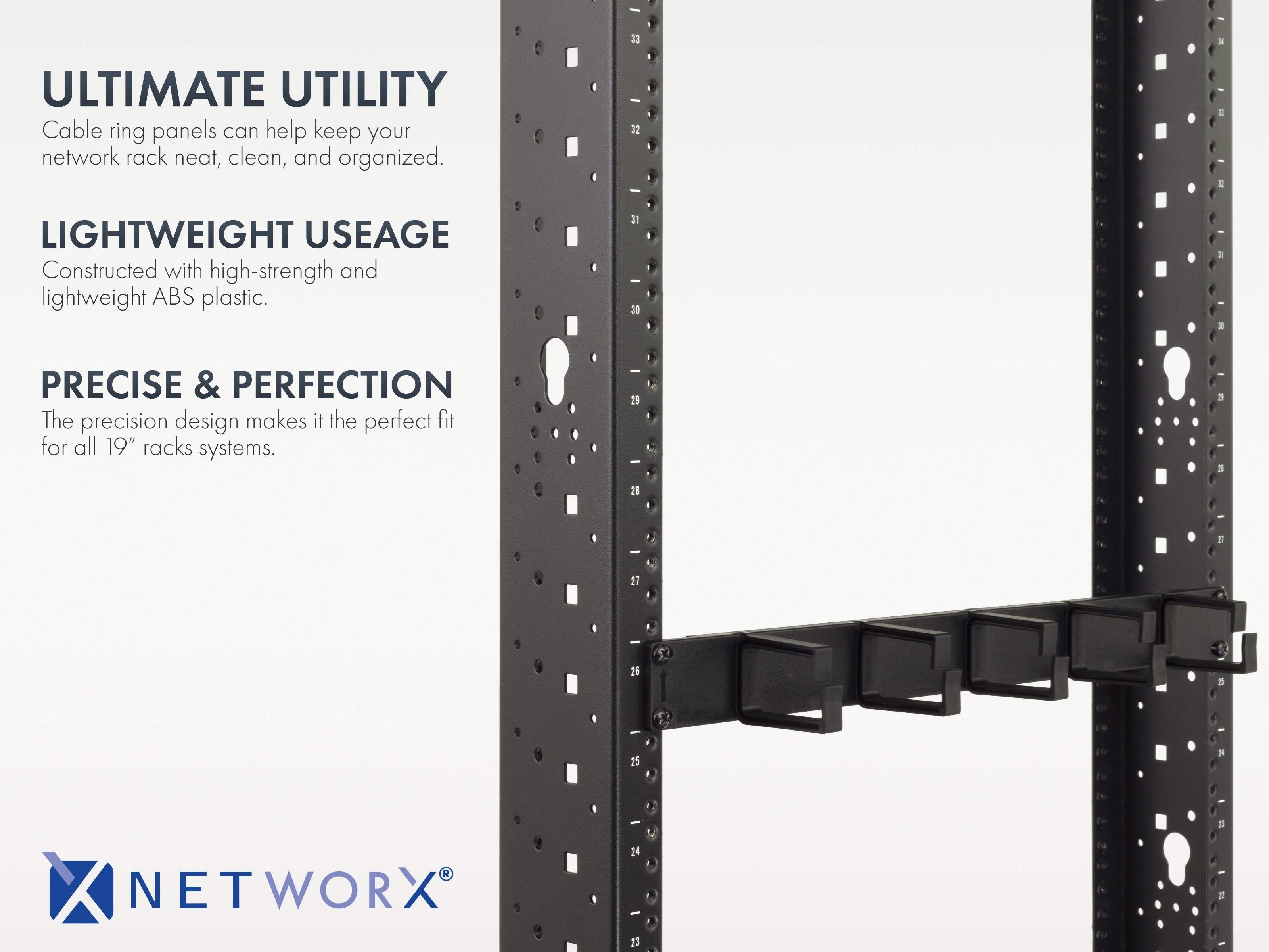 1U Cable Management Panel with Plastic Rings | Computer Cable Store