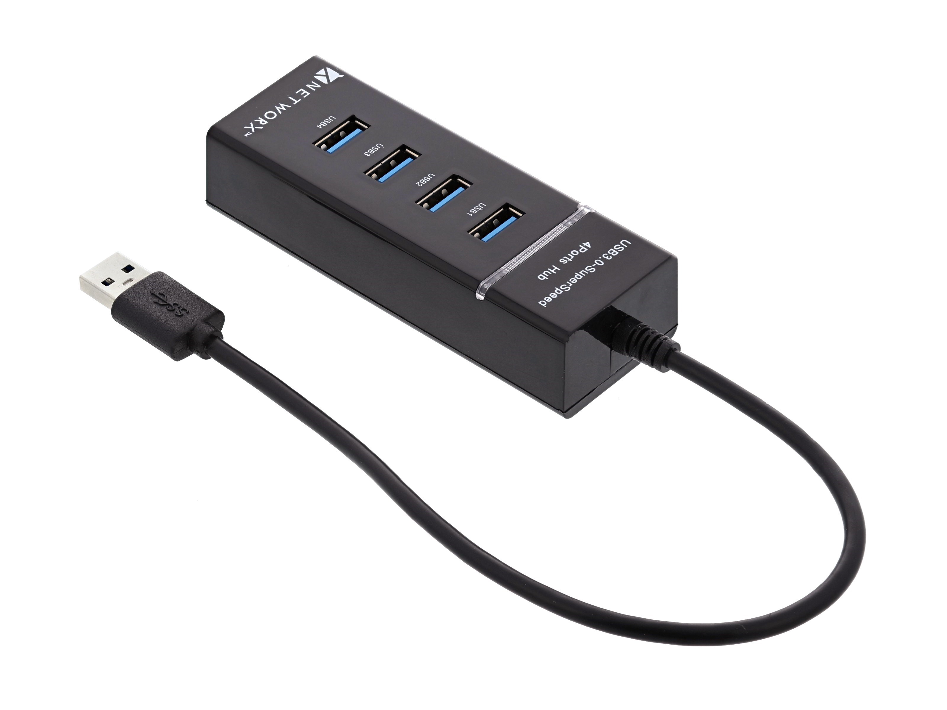Black USB 3.0 4 Port Hub | Computer Cable Store