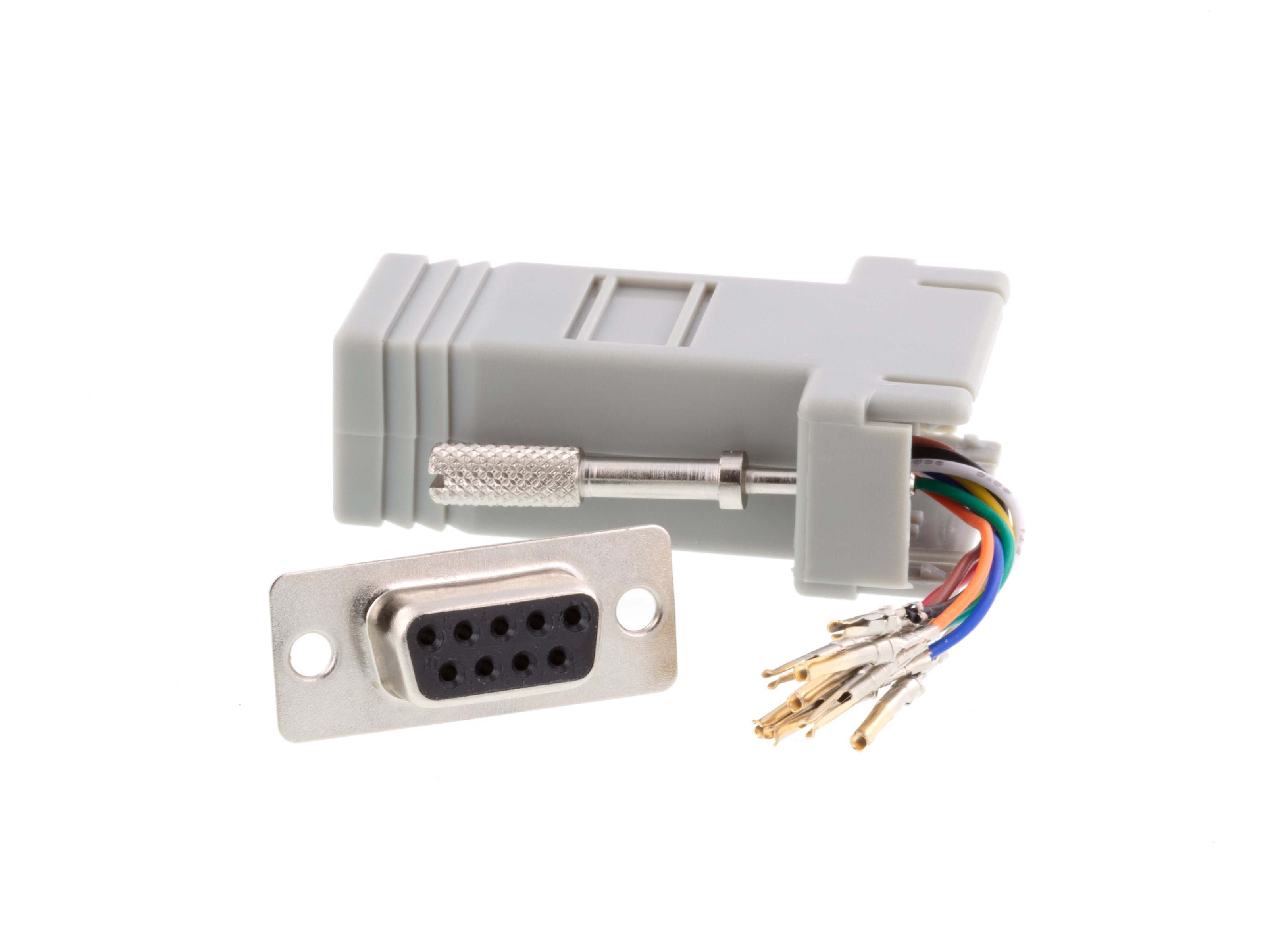 Modular Adapter Kit - DB9 Female to RJ45 - Gray | Computer Cable Store
