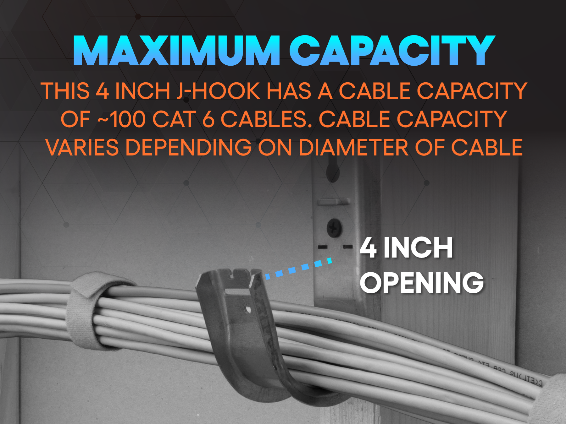 4 Inch J-Hook - Standard Mount, Galvanized, 25 Pack | Computer Cable Store