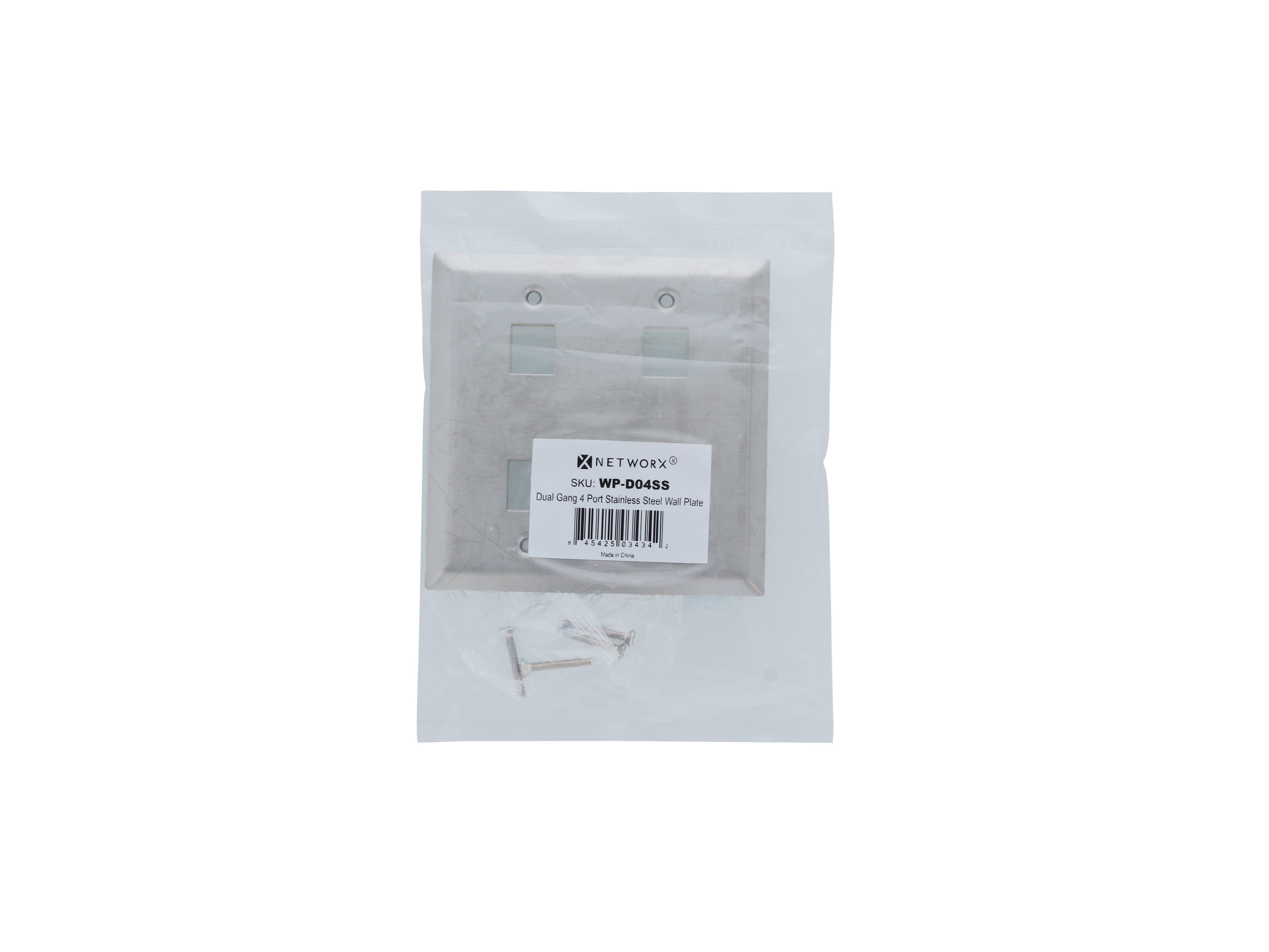 4 Port Stainless Steel Keystone Faceplate - Dual Gang | Computer Cable ...